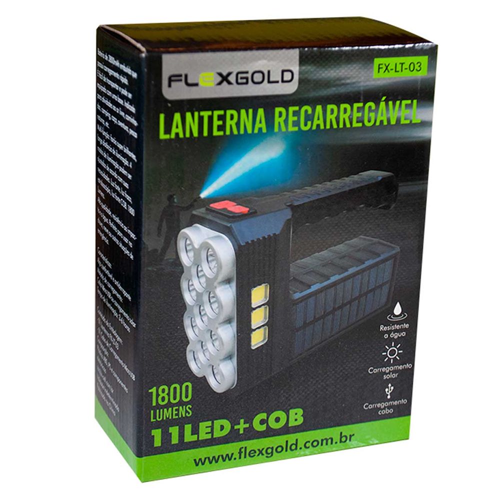 Lanterna Recarregável 11 LEDs + COB em Plástico X-Cell - braswu
