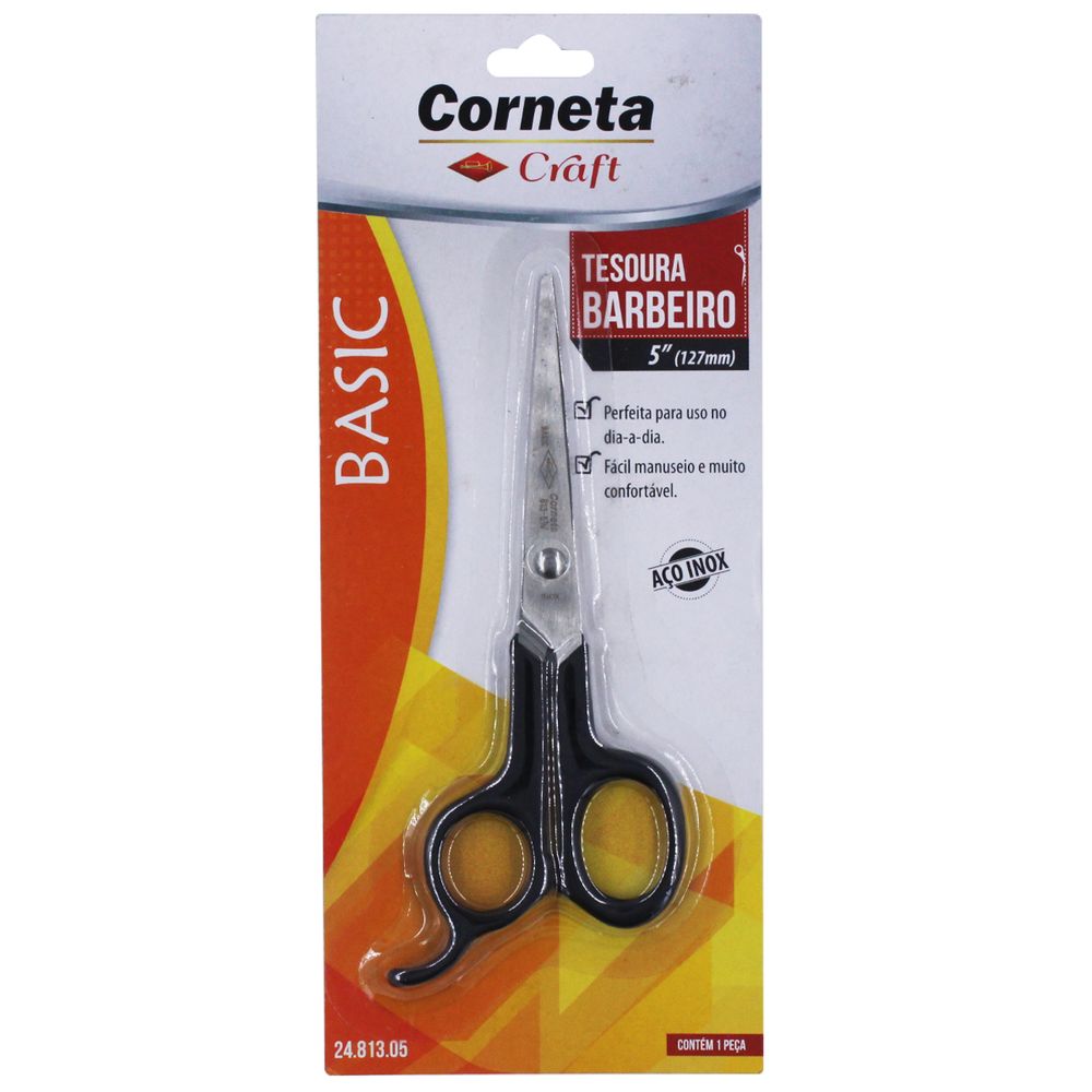 Tesoura Barbeiro 12,5cm em Aço Inox Etilux - braswu